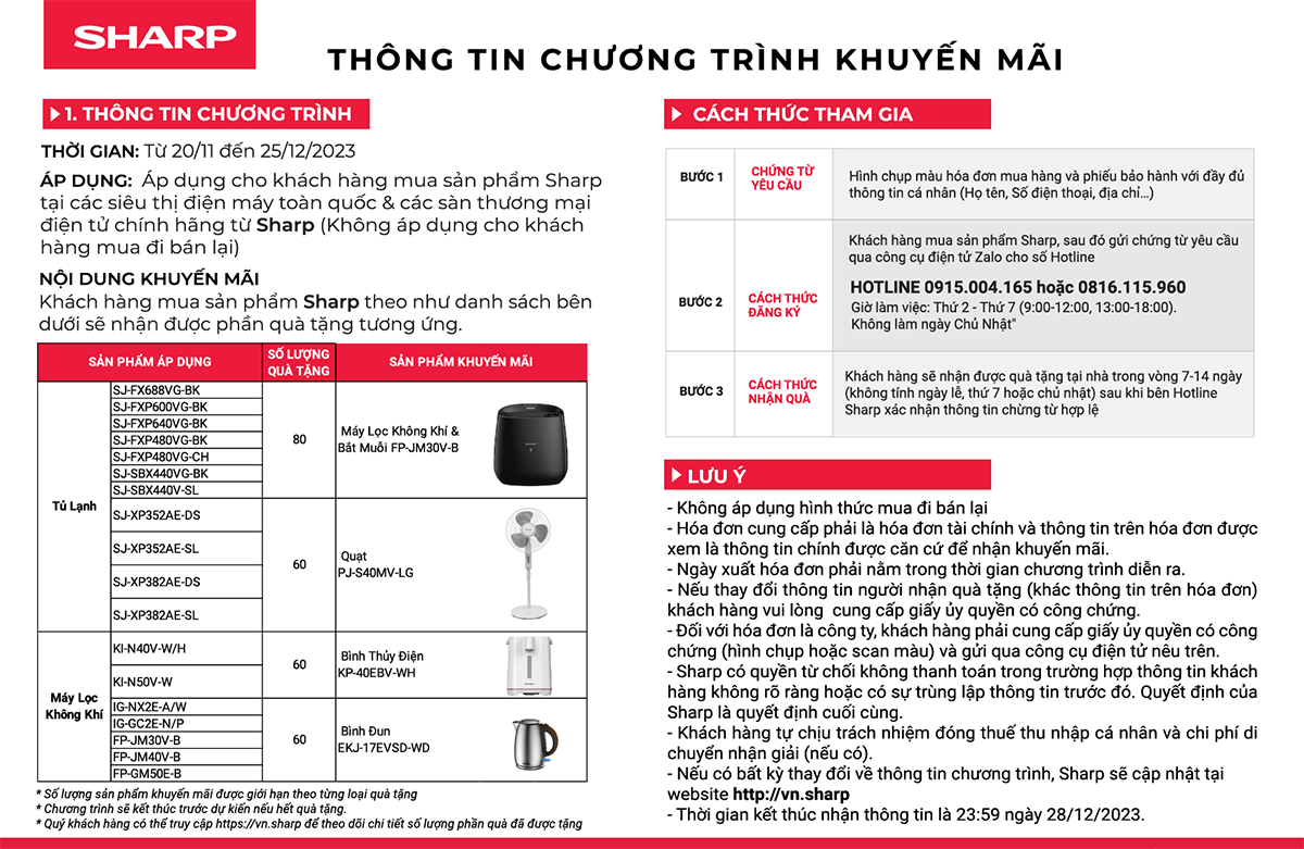 Khuyến mại Sharp: Săn Sale hàng hiệu Tặng Quà Chất